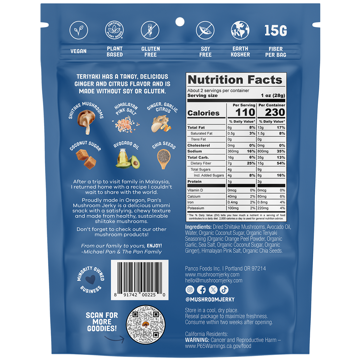Pan's Mushroom Jerky - TERIYAKI – Snack Guru