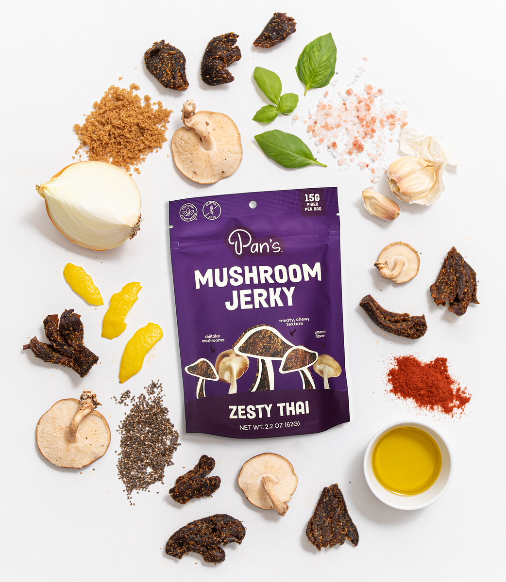 Pan's Mushroom Jerky - ZESTY THAI – Snack Guru