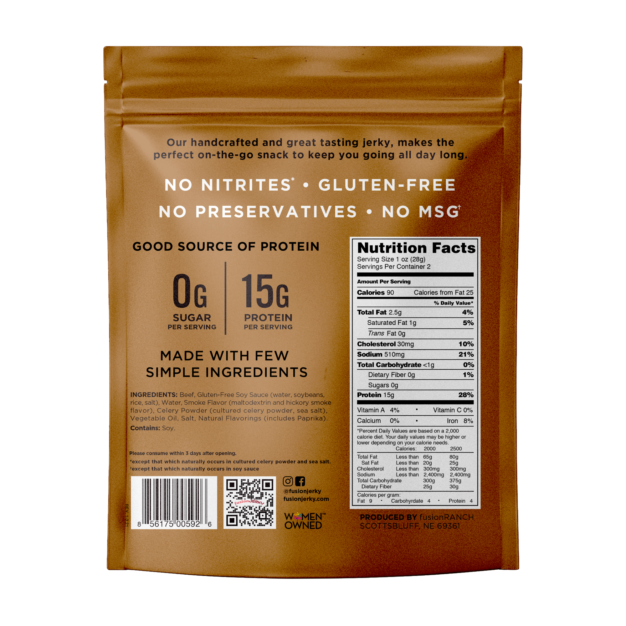 Snack Guru - ZERO SUGAR Original Hickory Beef Jerky (Keto, Gluten-free